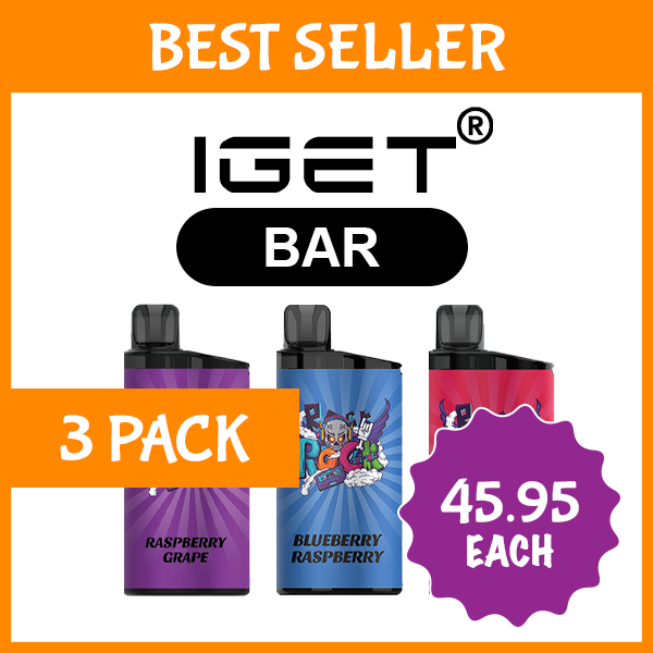 3 PACK – IGET BAR – 3500 PUFFS – Just Vapes